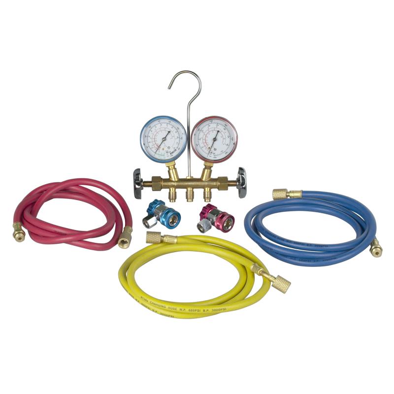 Robinair 48134A R134 Brass Manifold, Hose Set and Service Couplers ...