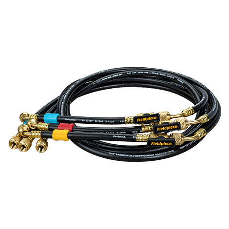 Fieldpiece HR3XB Premium Refrigerant Extension Hose Set 1/4" w/ Ball ...