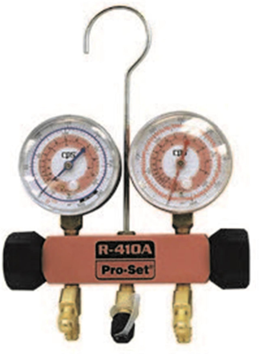 CPS MCB 2-Valve Pro-Set Pink Body Manifold and Gauge 5/16" SAE R410A ...