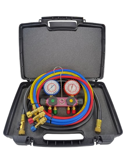 CPS MV12BJ5NG BlackMax® 4-Valve R410A/R32 Manifold Gauge Set with 5 ...