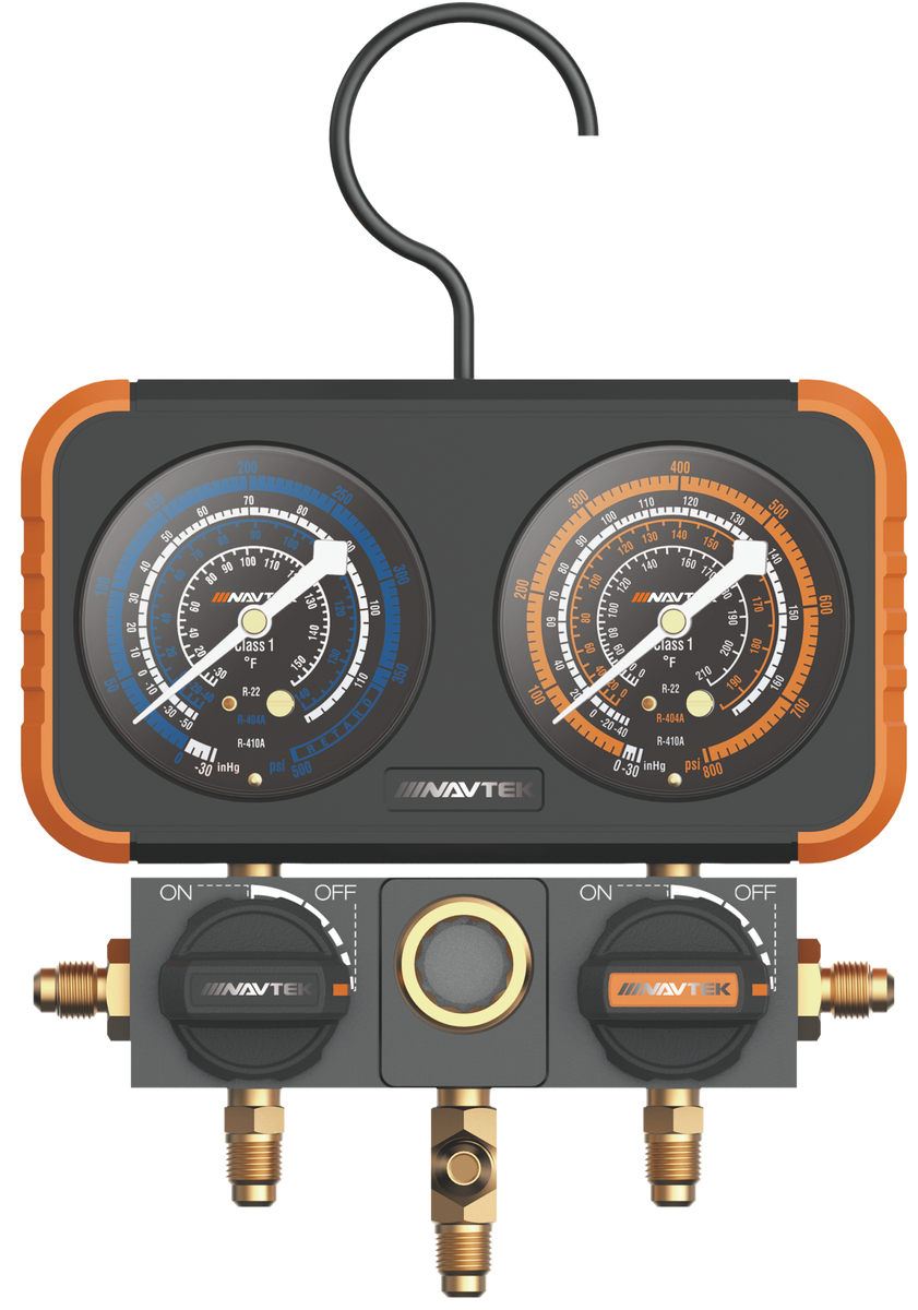Navtek 13067 N2B9H 2-Valve Manifold Gauge with 5' Hoses – Cool Tools HVAC-R