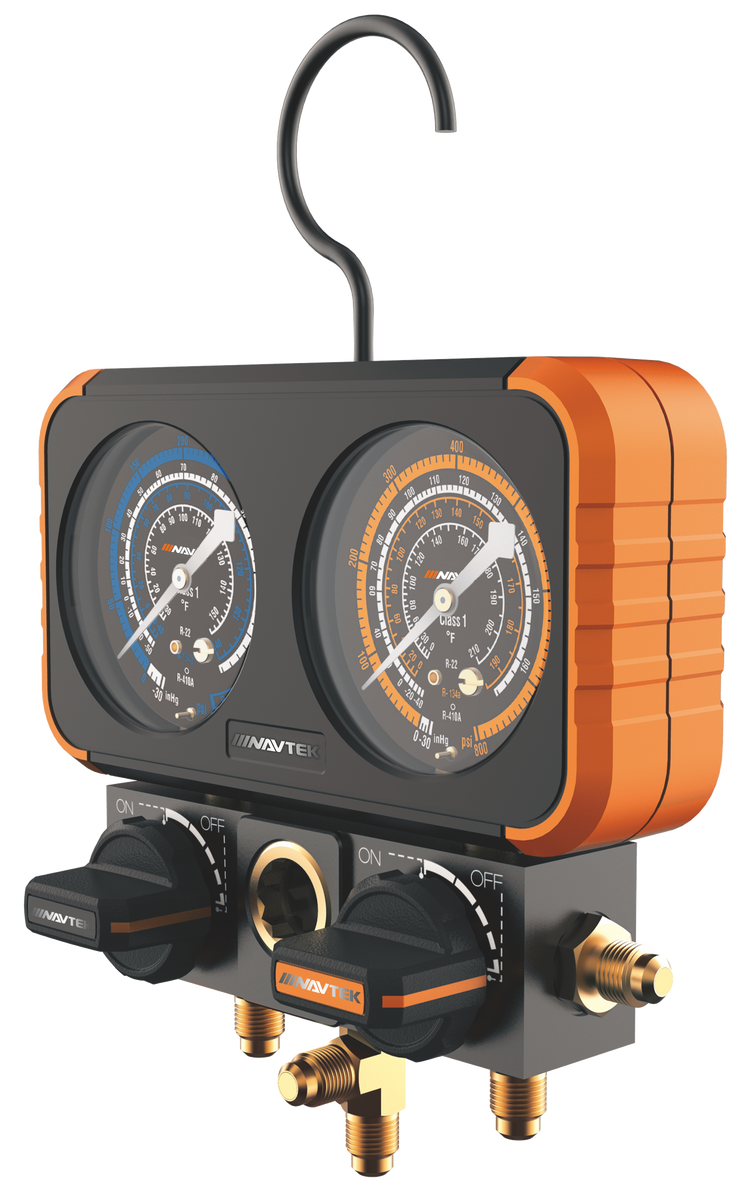 Navtek 13067 N2B9H 2-Valve Manifold Gauge with 5' Hoses – Cool Tools HVAC-R