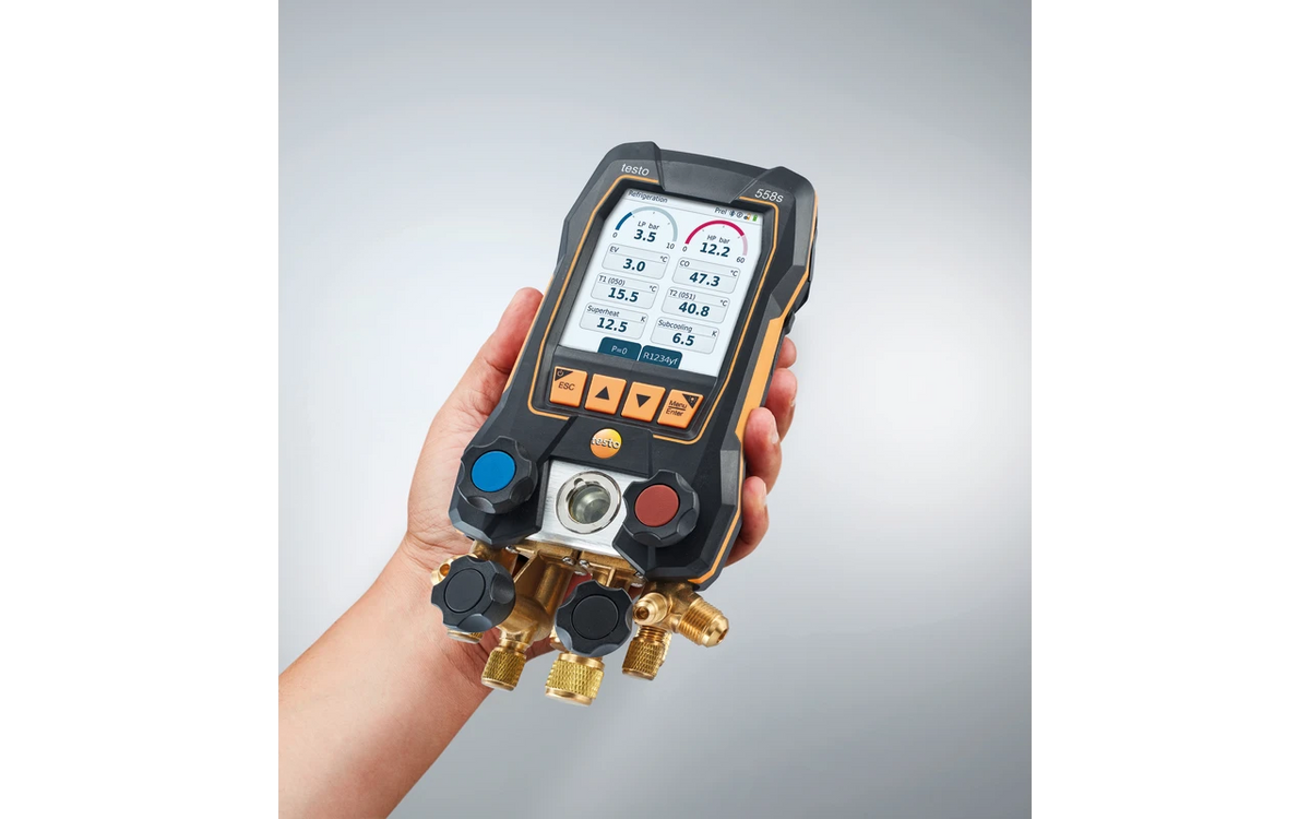 Testo 558s 0564 5584 Digital Manifold Smart Vacuum Kit with Clamp Meter ...