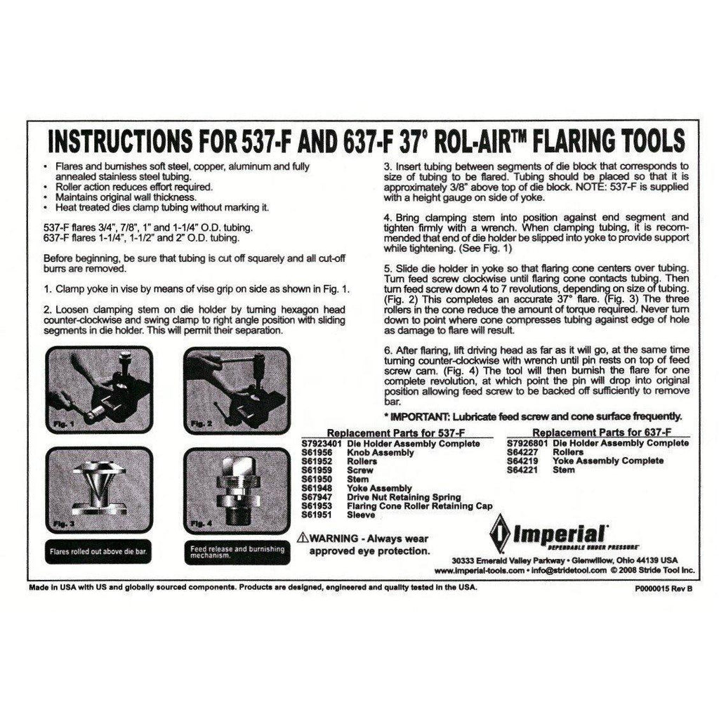 Imperial 37° Large Size Rol-Air Flaring Tool 537-F – Cool Tools HVAC-R